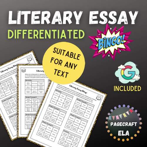 Multi-Level Instruction Literary Essay Bingo for Any Text, Prose, Drama ...