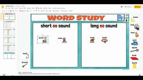 Digital Word Study | Vowel Diphthong OO | Google Slides | ESL by ...