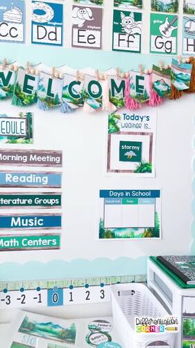 Nature Classroom Decor Bundle Nature Classroom Theme Green Forest Mountain