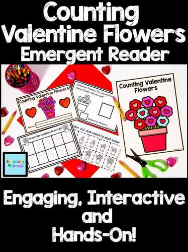 Valentine's Day Flowers Emergent Reader 1 through 10 Counting Booklet