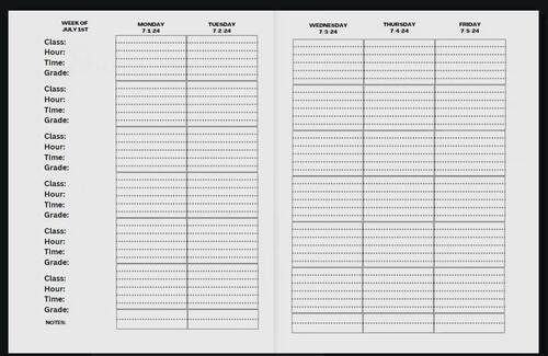 Middle and High School 6 Period Teacher Planner 2024-2025 Printable