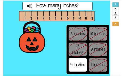Halloween Measurement: Inches Level 2 Boom Cards™ Digital Task Cards