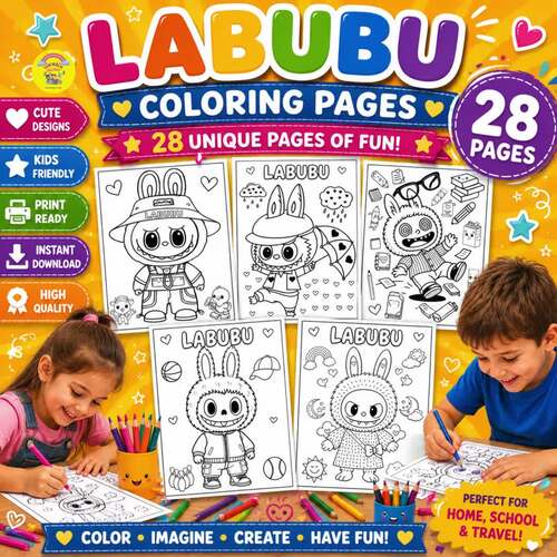 Labubu Coloring Pages Printable Classroom Worksheet Activities for Kids