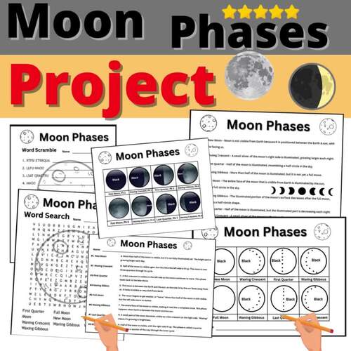 Moon Phases Project Activity Lunar Cycle Resource by DadsDesigns