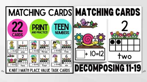Kindergarten | Teen Numbers 11–19 | Missing Parts Matching Cards ...