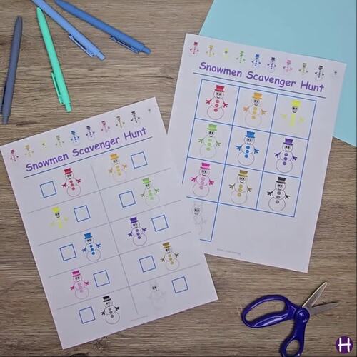 Color Snowman Scavenger Hunt by HH Fun and Learning | TPT