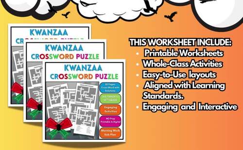 Fun Kwanzaa Seven Principles Crossword Activities 4th,5th,6th,7th,8th ...