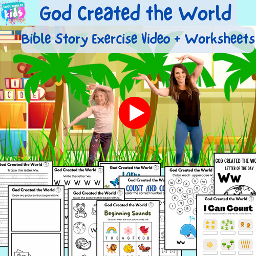 God Created the World Bible Story Video with Exercise & Worksheets