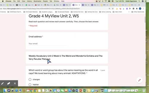 Grade 4 MyView Literacy Unit 2 Week 5 Google Forms Assessment Practice