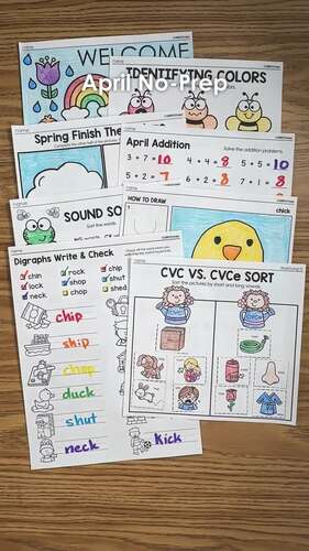April Spring No Prep Kindergarten Packet, Morning Work, Fast Finisher ...