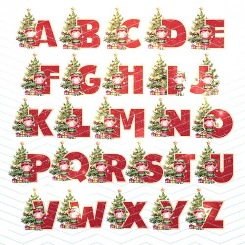 Christmas Elf Bulletin board letters and Number | Xmas Doodle Alphabet