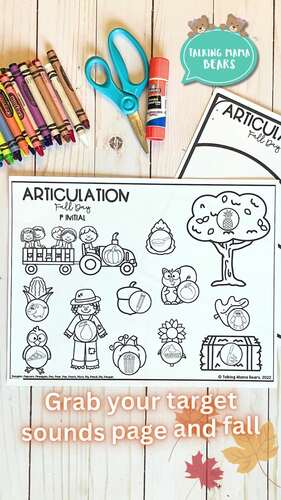 Fall Day Speech Articulation Craft by Talking Mama Bears | TPT