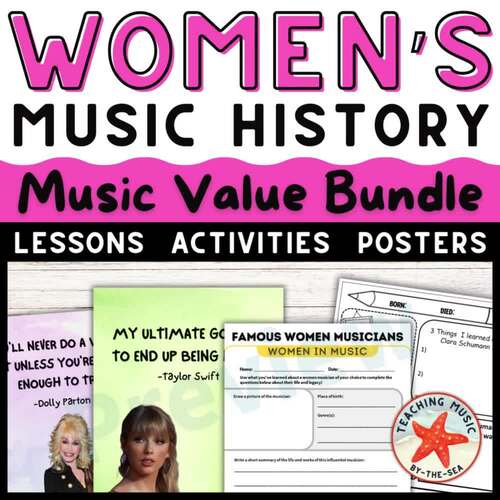 Women's History Month Music Value Bundle | Music Lessons Activities Posters