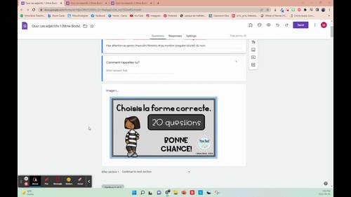 3 Quiz: Les adjectifs qualificatifs Google Forms™ by Mme Bock | TPT
