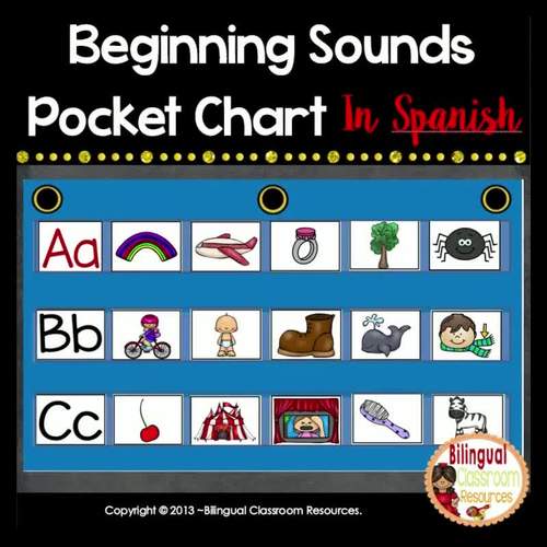 Beginning Sounds Pocket Chart in Spanish- Sonidos iniciales | TPT