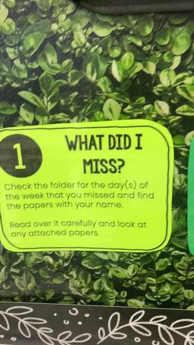 Absent Work Sign for Absent Students by The Sassy Math Teacher | TPT