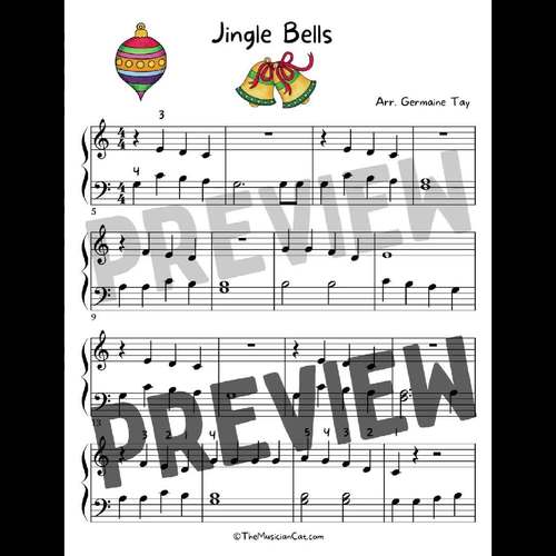 Jingle Bells Easy Piano Recital Sheet Music - Christmas Score | TPT