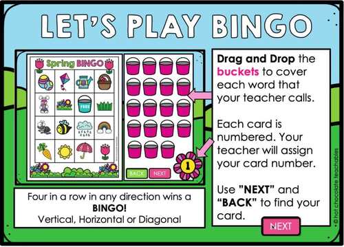 Spring - Easter Vocabulary Digital Bingo Game | Boom Cards™ | TPT