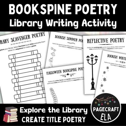 Library Poetry Creative Scavenger Hunt for Bookshelf and Bookspine ...