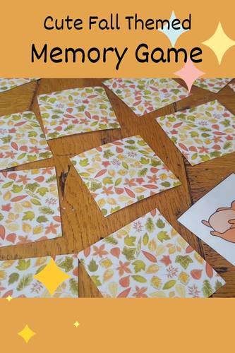 Cute Fall Themed Memory Game - Autumn - Animals and Nature - PreK-2nd