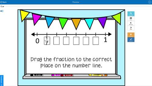 Fraction Number Lines Digital Boom Cards & Printable Math Task Cards