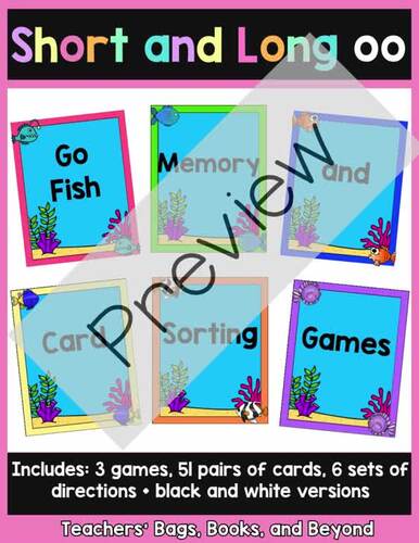 Phonogram short long oo Go Fish Memory Phoneme Sort Phonics Card Game ...