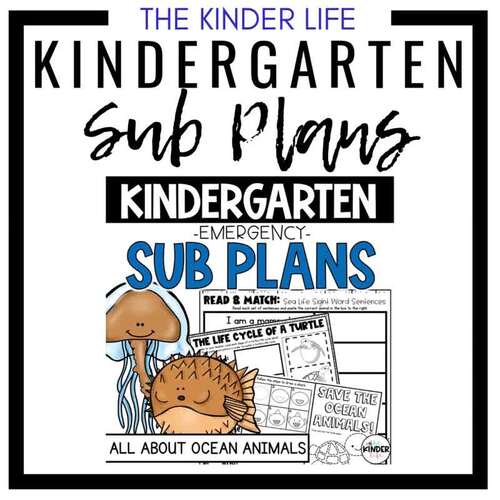 Ocean Animals Emergency Kindergarten Sub Plans | June | NO PREP Sub Plans