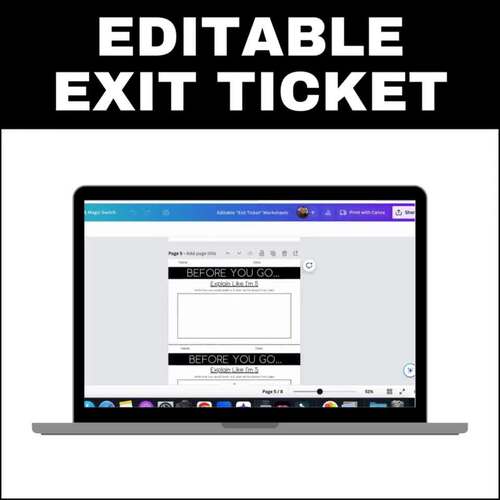 Editable Exit Ticket, Exit Ticket Template, Exit Ticket, Any Grade
