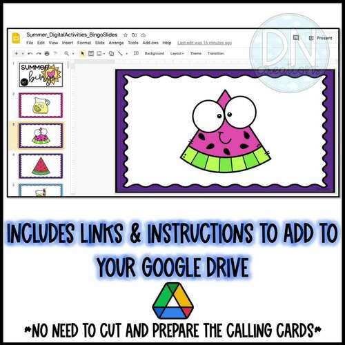 Summer Bingo Game l Summer Digital Activity l Last Day Game by DN Creations