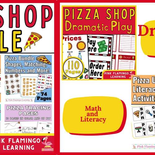 Pizza Shop Bundle Preschool PreK and Kindergarten by Pink Flamingo Learning