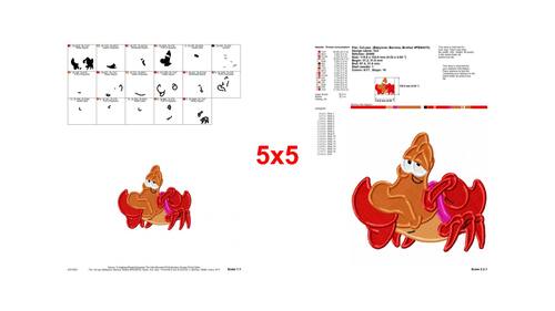 Sebastian The Little Mermaid Fill Embroidery Design 01 - Instant Download