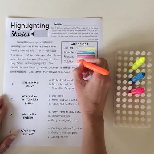 Highlighting Stories: Identifying Setting, Characters, etc. by Cat Says ...