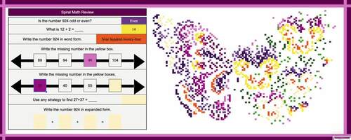 BUTTERFLY Spiral Math Review for 1st or 2nd grade - Digital Pixels #49