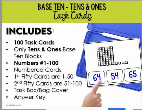 Base Tens - Place Value Task Cards for Special Education, Life Skills