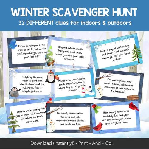 Winter Scavenger Hunt Activity - Easy Indoors and Outdoor Treasure Hunt ...