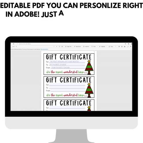 Customizable Gift Certificates | Christmas Tree Theme by Thriving ...