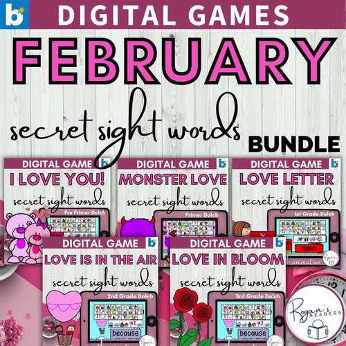 Valentine's Day Mystery Sight Words Games - BOOM Cards Digital ...