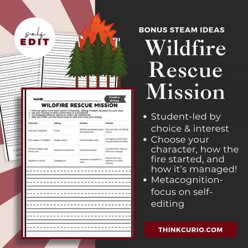 Wildfire Rescue Mission Story Creative Writing Activity 2nd 3rd 4th 5th ...