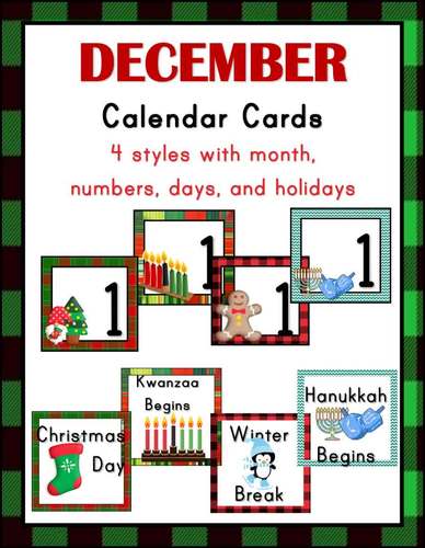 December Calendar Cards by Cindy's Treasures | TPT