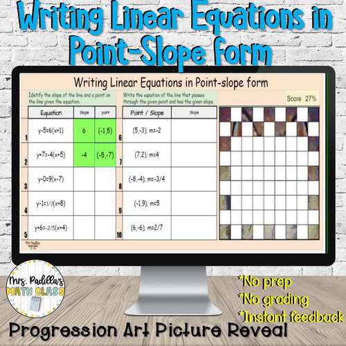 Writing Linear Equations in Point Slope Form Digital Activity |Distance ...