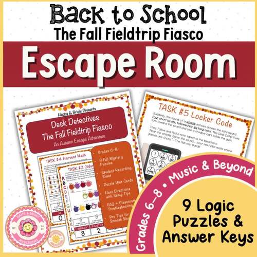 Back to School Autumn Escape Room for Grades 5–8 | Logic Puzzle Game ...