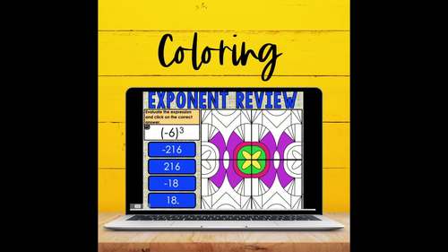 Exponents Review Activity Coloring Worksheet Print and Digital | TpT