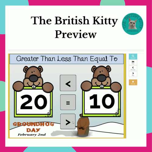 Groundhog Day Comparing Numbers To 20 Math Boom Cards™ by The British Kitty