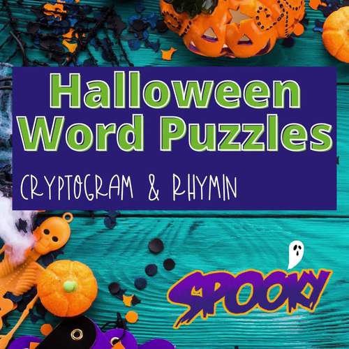 Halloween Fun Packet - Word Search Puzzle - Cryptogram - Rhyming and more