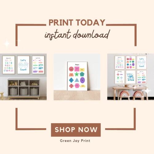 Numbers & Counting Posters, 6 Printable Wall Art Montessori Preschool ...