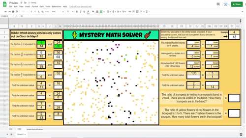 Cinco de Mayo - Ratios - Digital Math Activity - Pixel Art by Teach ...