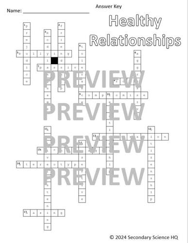 Healthy Relationships Vocabulary Crossword Puzzle & Word Search | Health