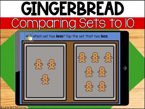 Christmas Gingerbread Man More or Less Boom Cards | Comparing Numbers to 10