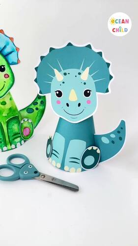 Dinosaur Unit Craft | 3D Triceratops Paper Cone Printable | Low Prep ...