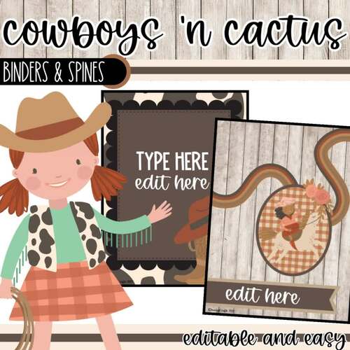 Western Binder Covers and Spines | EDITABLE Cowboys 'n Cactus Theme